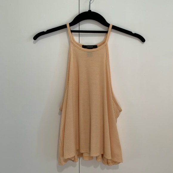Forever 21 | Tops | Forever 2 Yellow Striped Halter Crop Top | Poshmark